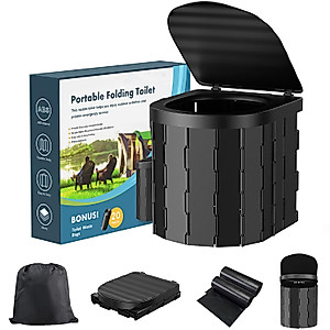 Teencci Portable Toilet for Camping, Portable Folding Camping Toilet with Lid, Portable Toilet for Adults, Outdoor Travel Toilet for Hiking, Camping, Boat, Car, Fishing, Beach