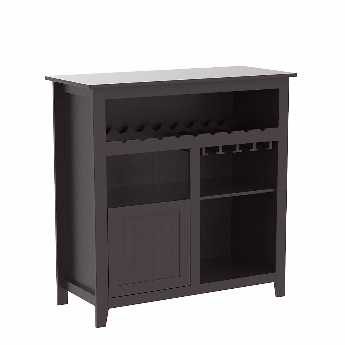 JOMEED Liquor Cabinet Bar for Home Wine Bar Cabinet with Storage Liquor Cabinet with Cup Holders & Open Door for Kitchen Living Room