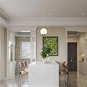 LaLuLa Modern Gold Pendant Lights 1-Light Frosted Glass Pendant Light Fixture Pendant Lights for Kitchen Island