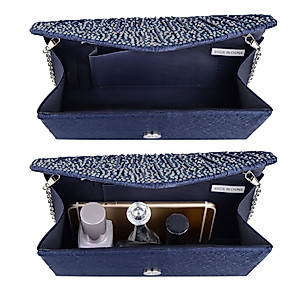 BAGLAMOR Women's Evening Handbags Elegant Envelope Clutch Purse Bag for Wedding Party Prom, Dark Blue