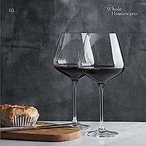 WHOLE HOUSEWARES | Wine Glasses Set of 4 | Hand Blown Italian Style Crystal Clear Glass with Stem | Red Wine Glasses Lead-Free Premium glasses as gift sets (25 oz)
