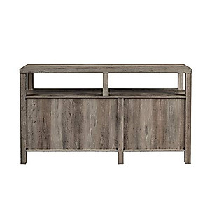 Walker Edison Georgetown Modern Farmhouse Double Barn Door Highboy Storage TV Stand for TVs up to 65 Inches, 58 Inch, Grey Wash