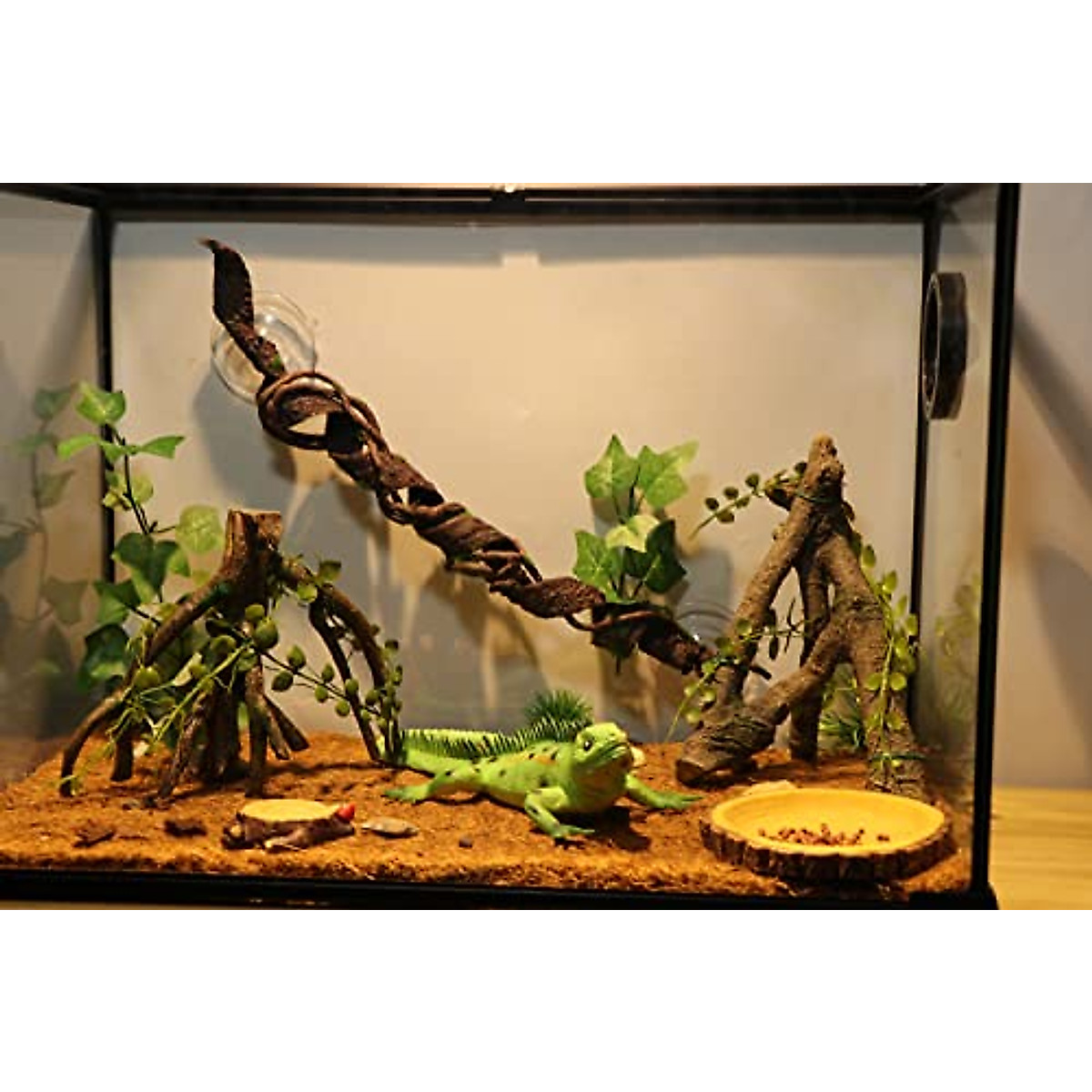 AQUA KT Reptile Corner Climbing Branch with Plant Snake Climb Tree for Bearded Dragon Lizard Hermit Crab Crested Gecko Leopard Chameleon Frog Terrarium Habitat