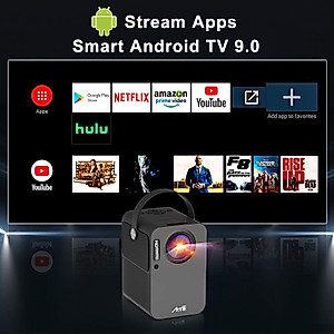 Smart Projector Android TV 9.0, Artlii Play WiFi Bluetooth Projector, Native 1080p Full HD Supported, Stereo Sound, 4D±45° Correction, Outdoor Projector with Built-in Netflix, YouTube, Prime Video