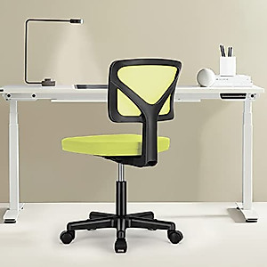 Home Office Chair Mesh Armless Computer Desk Chair Ergonomic Task Rolling Swivel Chair Adjustable Modern Chair with Lumbar Support, Green