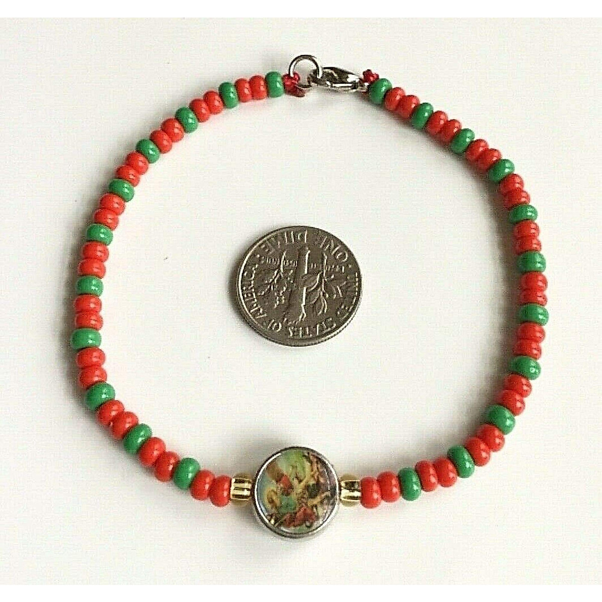 ALEX AND ELSA SAINT MICHAEL BEAD BRACELET FOR PROTECTION 7.5" LONG/PULSERA DE SAN MIGUEL PARA PROTECCION 7.5 LARGO