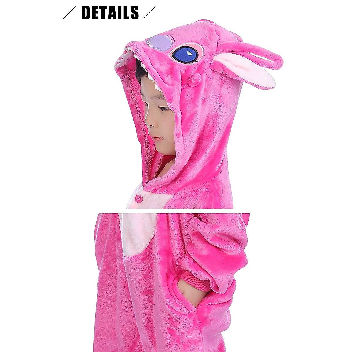LeaveLive Kids Animal Onesies Halloween Cosplay Costume Pajamas(125#(55-59 inch), kidpinkY)