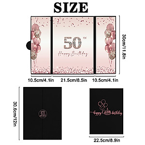 DARUNAXY Rose Gold 50th Birthday Party Decorations for Women, Happy 50th Birthday Alternative Signature Guest Book Black Pink 50 Birthday Signing Card Board Party Supplies Cheers to 50 Years Old Gift
