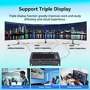 VNOPN Industrial Fanless Mini PC Intel J4125, Dual 2.5G NIC 8G DDR4 128G SSD Mini Desktop Computer, Desktop PC with Windows 11 Pro License,Support Triple Diaplay, DP 4K 60Hz, Dual Band WiFi BT4.2