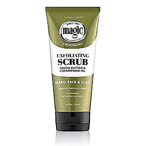 SoftSheen-Carson Magic Men's Grooming Facial Exfoliating Scrub, Softens, Smooths and Clarify, With Cocoa Butter and Cedarwood Oil for Beard, Skin and Scalp, 6.7 fluid ounces