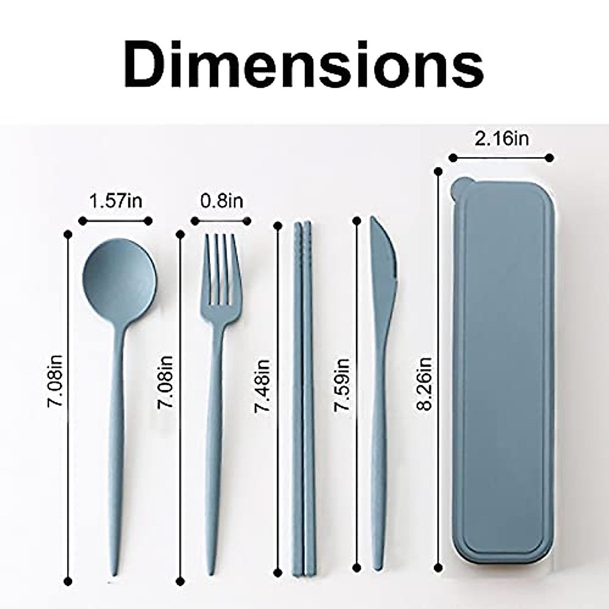 WJINGS 4 Sets Wheat Straw Cutlery, Portable Cutlery Set, Reusable Travel Flatware Set, for Lunch Boxes Workplace Camping School Picnic or Daily Use (Green, yellow, orange, blue)