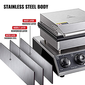 VEVOR Mini Dutch Pancake Maker, 1.7-Inch Diameter Mini Pancake Poffertjes Machine Electric Poffertjes for 25PCs Round Pancakes, 850W Commercial Pancake Maker, 50-300℃ Poffertjes Maker, Stainless Steel