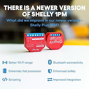 Shelly 1PM Relay Switch, WiFi Smart Home Automation, Compatible with Alexa & Google Home, iOS Android App, No Hub Required, Wireless Light Switch, Smart Appliances Gadgets, UL Certified