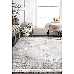 nuLOOM Cantrell Vintage Medallion Area Rug, 6' x 9', Ivory