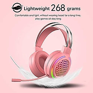 4-in-1 Gaming Keyboard Mouse Combo,87 Keys Rainbow Mechanical Keyboard,RGB 12000 DPI Lightweight Pink Gaming Mouse with Honeycomb Shell,3.5mm Gaming Stereo Headset for PC Laptop Computer