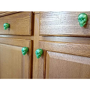 Green Skull Door Knobs Drawer Knobs (Set of 2)