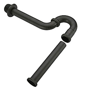 Orhemus Brass P Trap, 1 1/4 Bathroom Basin Sink Waste Trap Drain Kit with Flange and Slip Joint Extension Tube Drain Tailpiece, Adjustable Height, Oil Rubbed Bronze Finished