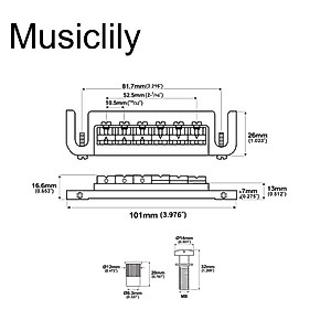 Musiclily Pro 52.5mm Adjustable Wraparound Bridge Tailpiece for Epiphone Les Paul Junior LP Style Electric Guitar, Chrome