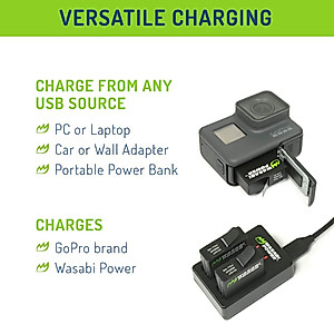 Wasabi Power Battery (2-Pack) and Dual Charger for GoPro Hero 8 Black, Hero 7 Black, Hero 6 Black, Hero 5 Black, Hero 2018