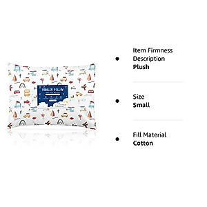 Toddler Pillow 13x18 Toddler Pillows for Sleeping with 100% Soft Breathable Cotton Pillowcase Hypoallergenic Machine Washable Small Kids Pillow Perfect for Toddler Bed, Daycare, Travel - Transport