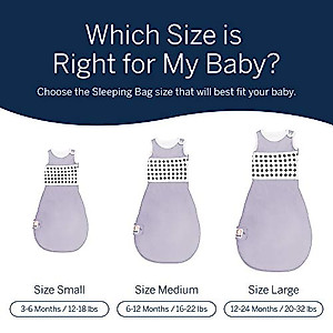 Nanit Breathing Wear Sleeping Bag – 100% Cotton Baby Sleep Sack - Works with Nanit Pro Baby Monitor to Track Breathing Motion Sensor-Free, Real-Time Alerts, Size Large, 12-24 Months, Lilac Purple