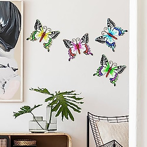 IGEEKWELL Metal Butterfly Wall Art Decor - 14.2 in 3D Butterflies Hanging Art Decorations, Outdoor Metal Wall Art for Garden, Yard Balcony Living Room Bedroom, Gift for Mom Grandma Housewarming