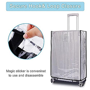 QUMENEY Clear Luggage Cover Protector Bag PVC Suitcase Cover Protectors Transparent Luggage Protector Waterproof Dustproof for Travel (20 Inch)
