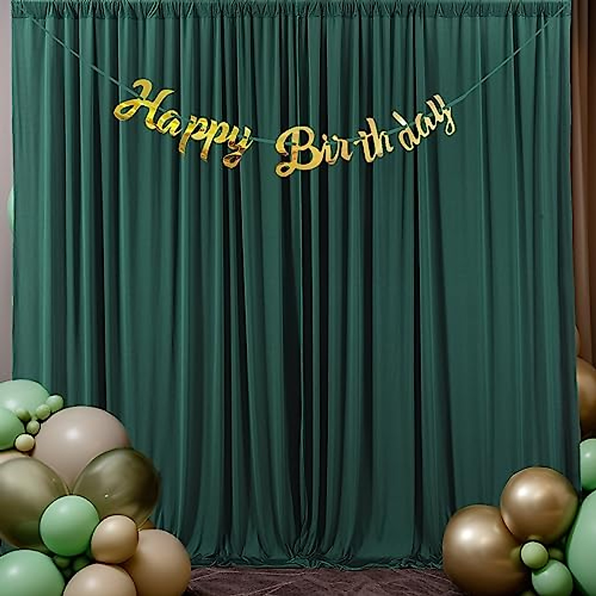 30ft×10ft Wrinkle Free Blackish Green Backdrop Curtain for Party Wedding 6 Panels 5ft×10ft Hunter Green Polyester Drapes for Curtain Backdrop Decor Birthday Baptism Photography Baby Shower