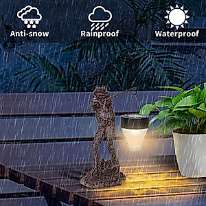 Garden Frog Statues Outdoor Decor with Waterproof Solar Frog Figurine Lights for Patio Yard Lawn Outdoor Decorations 6.6"