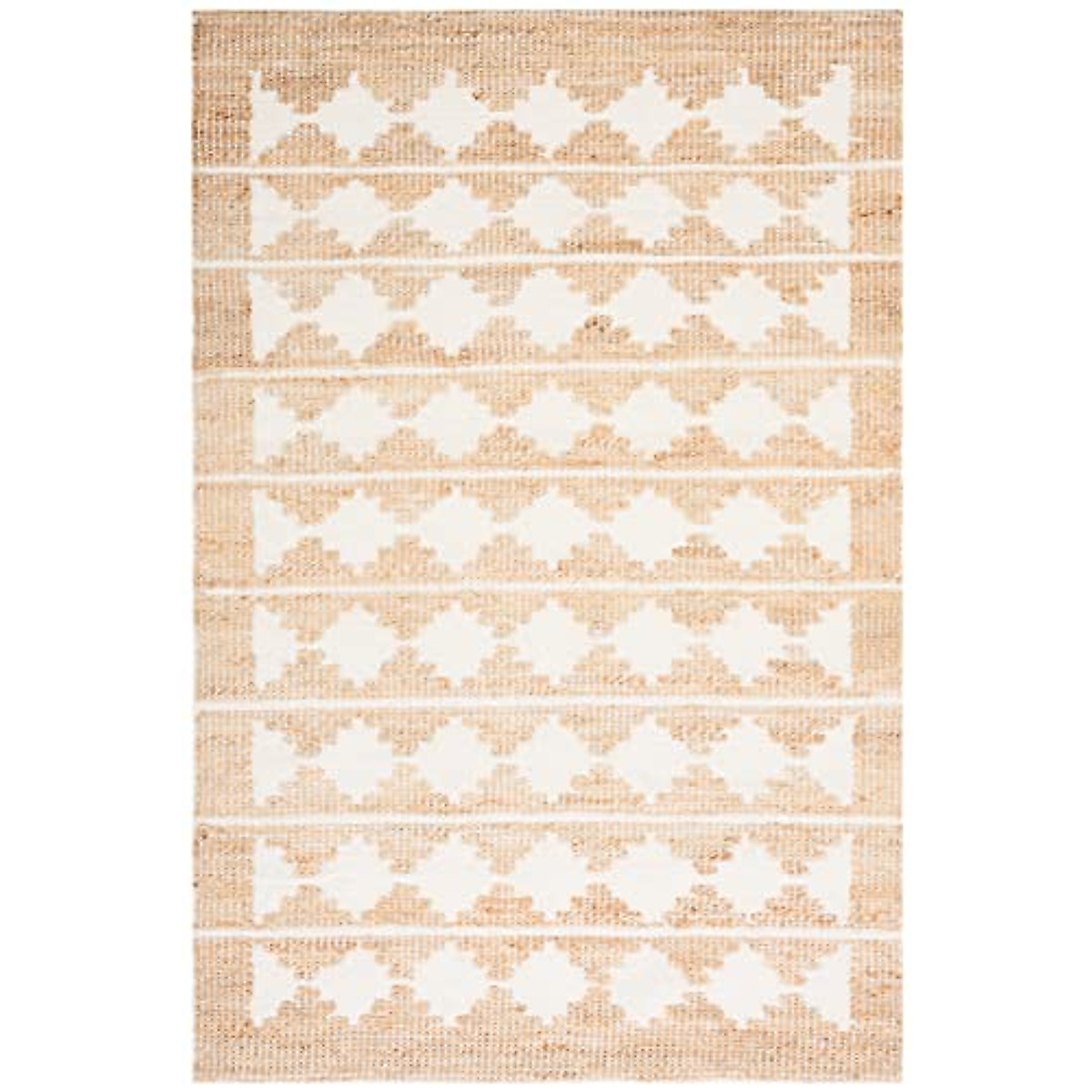 SAFAVIEH Natural Fiber Collection Area Rug - 8' x 10', Ivory & Natural, Handmade Farmhouse Jute & Wool, Ideal for High Traffic Areas in Living Room, Bedroom (NF511A)