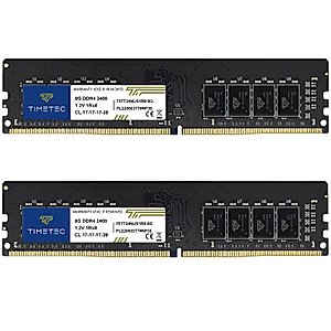 Timetec 16GB KIT(2x8GB) DDR4 2400MHz PC4-19200 Non-ECC Unbuffered 1.2V CL17 1Rx8 Single Rank 288 Pin UDIMM Desktop PC Computer Memory RAM Module Upgrade (16GB KIT(2x8GB))