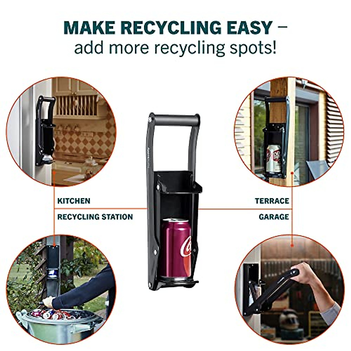 HomeBuddy Can Crusher for Recycling - 12 Oz. and 16 Oz. Can Crusher Wall Mounted for Aluminum Can Crusher, Soda Can Smasher for Recycling, Beer Can Crusher for Recycling Can - Mounting Rivets Included