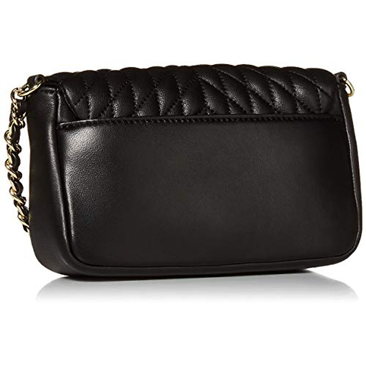 Karl Lagerfeld Paris womens Agyness Quilted Flap Crossbody, Blk/Gold, One Size US