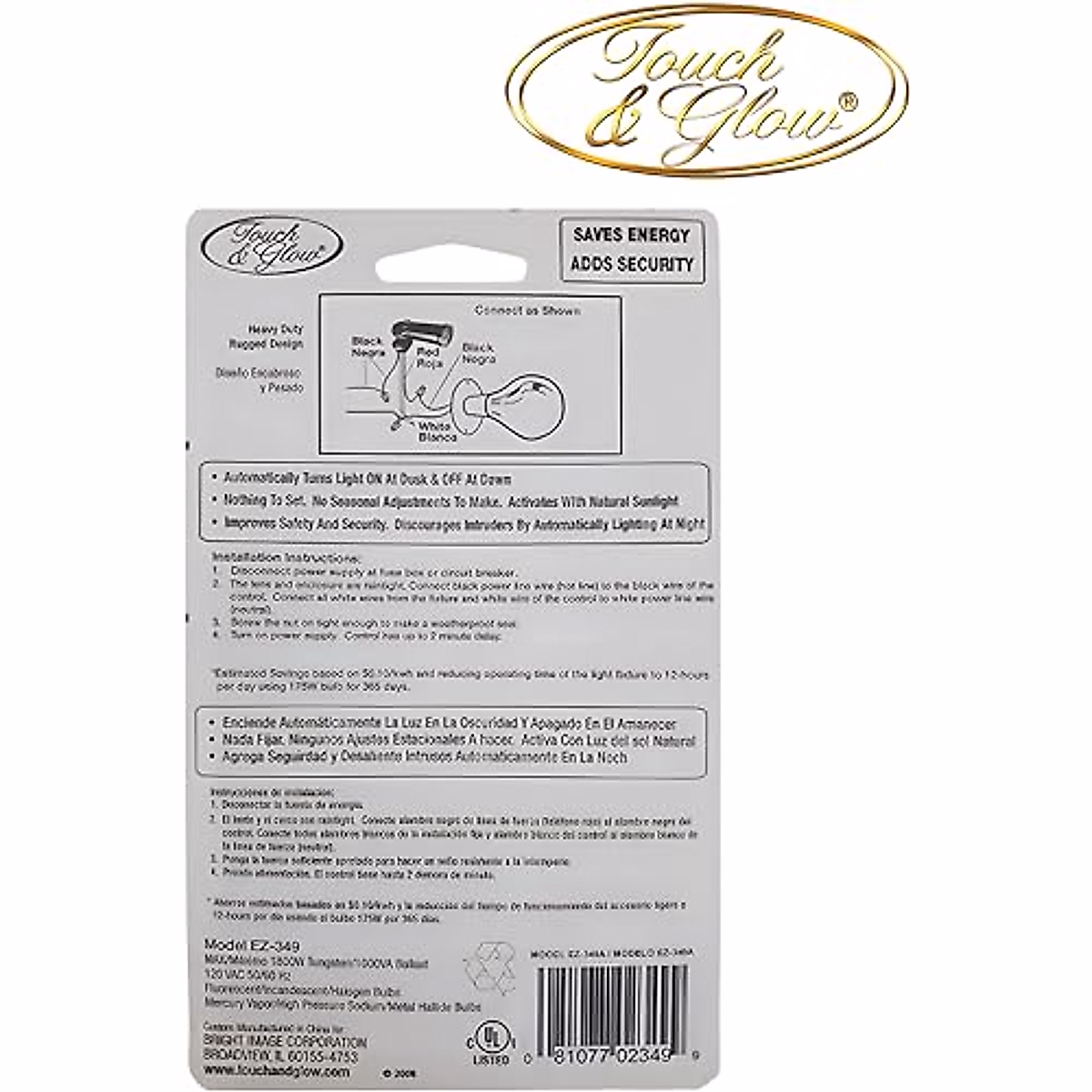 Outdoor Conduit Lighting Control with Photocell and Swivel Mount (Hardwired, Black), Photocell Light Sensor for Outdoor Lighting, Defiant Outdoor Timer, EZ-349A