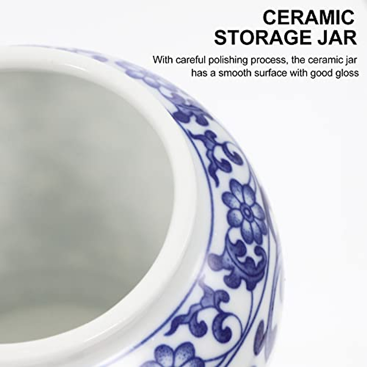 Zerodeko Ceramic Vase 330ML Ceramic Tea Jar, Vintage Chinese Style Storage Can with Airtight Lid Loose Tea Tin Kitchen Food Canister Traditional Tea Tin Coffee Jar Bulk Food