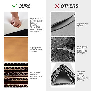 HULALA HOME Tufted Genuine Leather Sofa Couch 2-Seater Chesterfield Sectional Sofa for Living Room, Camel