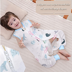 Reinewol Toddler Sleepsack,TOG 1.0 Sleep Bag with Feet,Baby Sleeveless Sleep Sack with Zipper 2-Pack(Multicolor, Large)