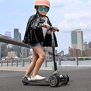 Jetson Scooters - Triton 3 Wheel Kick Scooter (Black) - Collapsible Portable Kids Three Wheel Push Scooter - Lightweight Folding Design - High Stability Lean-to-Steer Safety