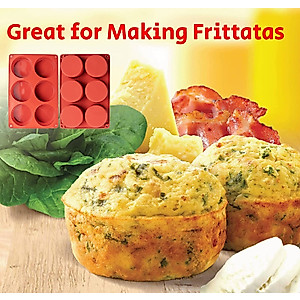 Silicone Egg Molds Frittata Pan, 2 Pack Starbuc Egg Bites Molds Deep 3 Inch Dash Silicone Egg Cups Sous Vide Egg Mold Round Rolls Molds for Egg Breakfast Sandwiches Omelets Dinner Rolls Baking