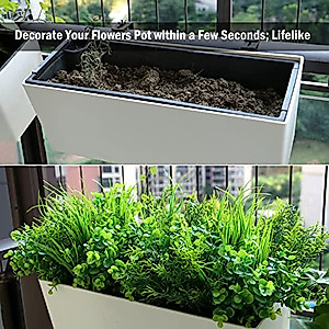 YXYQR 18PCS Outdoor Artificial Flowers Plants UV Resistant Bulk Fake Bushes Grass Mums Outside Faux Plastic Greenery Shrubs Arrangement for Front Porch Window Box Planter Hanging Basket Garden Wedding