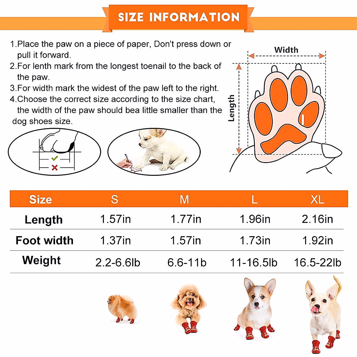 Kroiuain 2 Pairs Santa Red Detachable Closure Christmas Puppy Cute Dog Winter Shoes Boots (L)