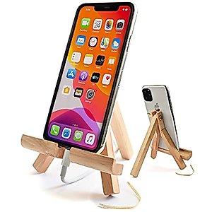 Handmade Wooden Easel Phone Stand - Tablet Holder: Canvas Style (Light)