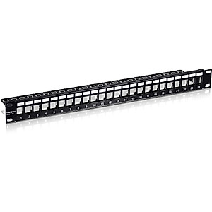 TRENDnet 24-Port Blank Keystone Shielded 1U Patch Panel, 1U 19" Rackmount Housing, Protects Against EMI/RFI Noise, Recommended with TC-K06C6A Cat6A Keystone Jacks (Sold Separately), Black, TC-KP24S