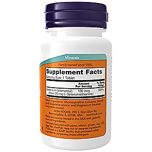 NOW Supplements, Selenium (L-Selenomethionine) 100 mcg, Essential Mineral*, 100 Tablets