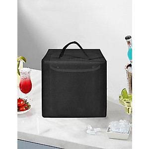 Countertop Ice Maker Cover Heavy Duty Nylon Material Waterproof Dust Cover Case Compatible With Electactic Countertop Self-Cleaning Ice Maker Machine ICE91122 Black 13.8"Dx11"Wx11"H