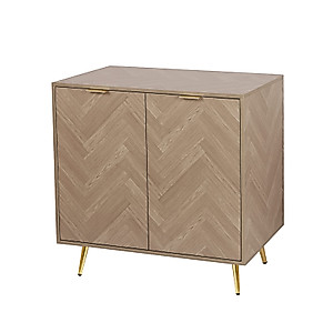 Anmytek Modern Sideboard Buffet Cabinet, Natural Oak Accent Cabinet with 2 Doors and Adjustable Shelf Spaicous Storage Cabinet for Living Room Kitchen Hallway, H0058