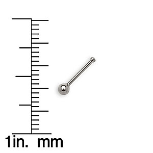 JewelryWeb Solid 14ct Gold 1.5 mm 20 gauge Ball Nose Stud Ring White Gold Jewelry Gifts for Women