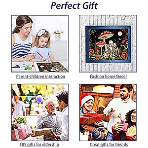 VeGuude Diamond Painting Kits for Adults, Mushroom 5D Diamond Art Kits, Full Drill DIY Crafts for Adults Home Wall Decor Diamond Dots Skeleton Moon [11.8x15.7inch]