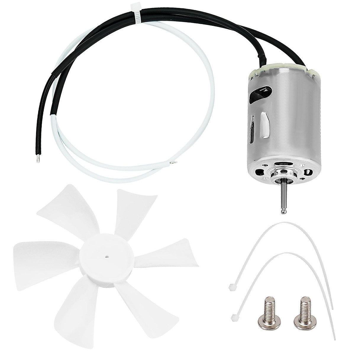 Puxyblue 6" RV Vent Fan Blade and 12V D-Shaft Motor Compatible With Heng's, Elixir, Jensen, Jayco, Toyota Dolphin - 2 Screws and 2 Zip Ties for Camper Roof Vent