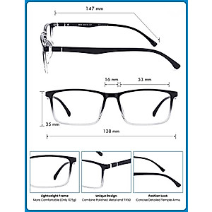 GUDVUE Blue Light Glasses for Men Rectangle Computer Glasses Gaming Eyeglasses, Black/Crystal PRO